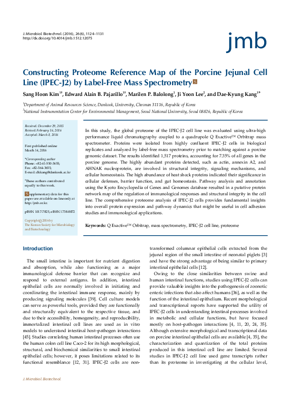 (PDF) Constructing proteome reference map of the porcine jejunal cell ...