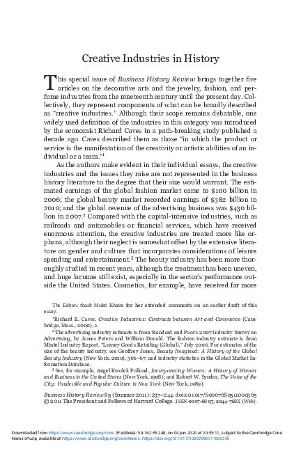 (PDF) Creative Industries in History