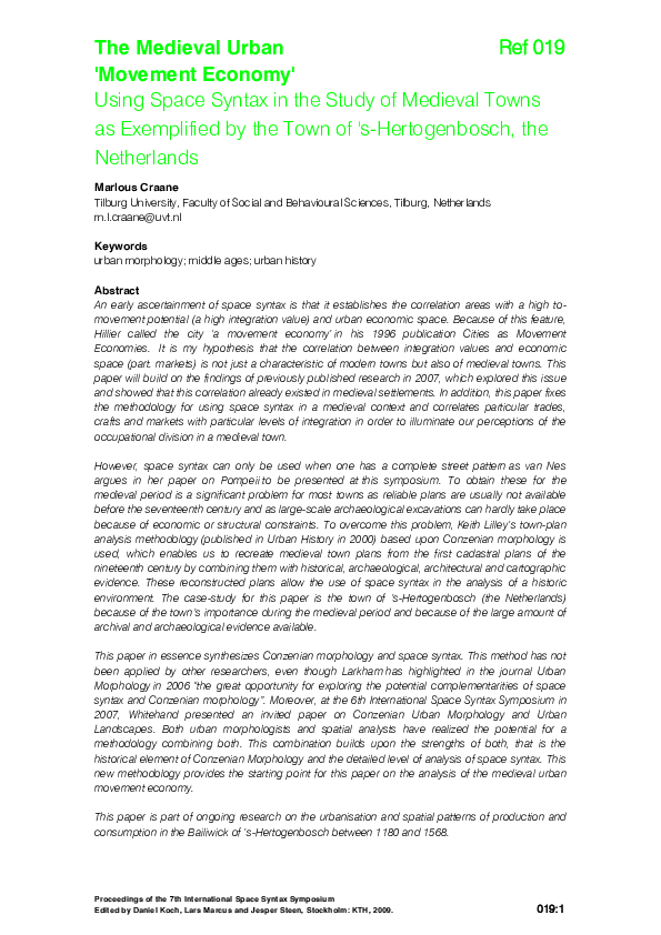(PDF) The Medieval Urban 'Movement Economy' Using Space Syntax in the ...