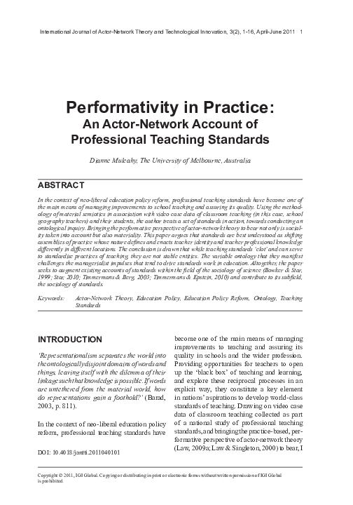 (PDF) Performativity in Practice