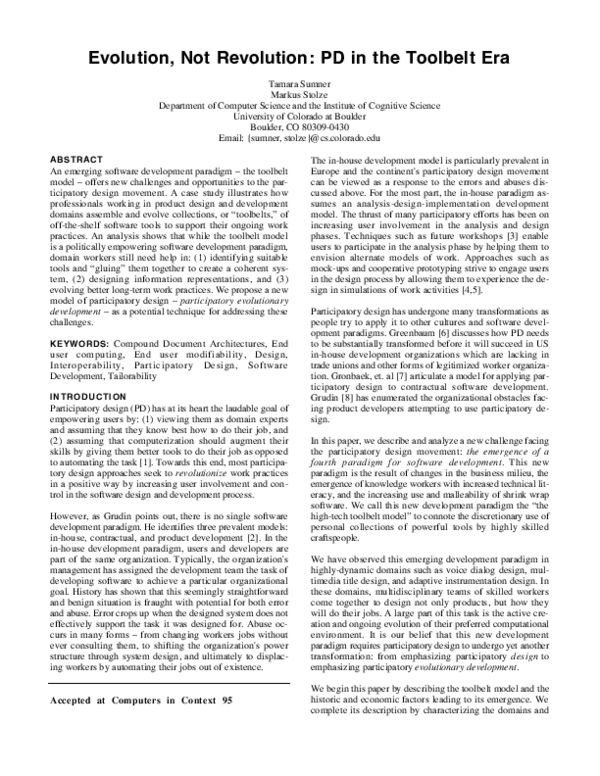 (PDF) Evolution, Not Revolution: PD in the Toolbelt Era