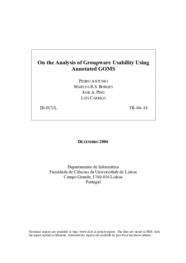 (PDF) On the Analysis of Groupware Usability Using Annotated GOMS | Marcos Borges - Academia.edu