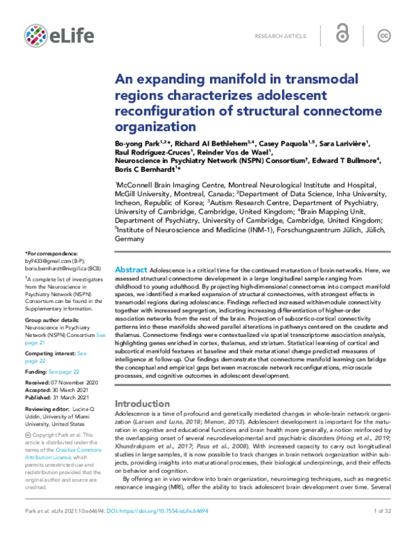 (PDF) An expanding manifold in transmodal regions characterizes ...