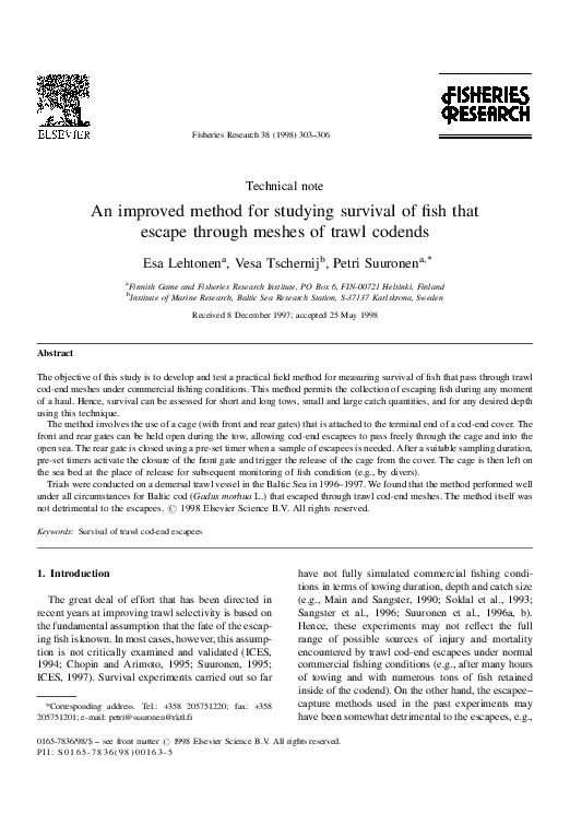 (PDF) An improved method for studying survival of fish that escape ...