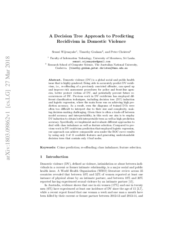 (PDF) A Decision Tree Approach to Predicting Recidivism in Domestic ...