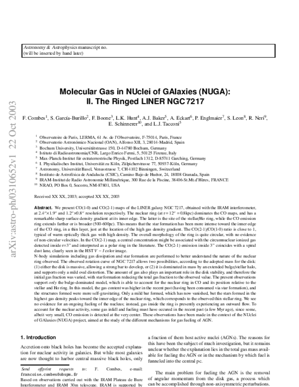 (PDF) Molecular gas in NUclei of GAlaxies (NUGA)