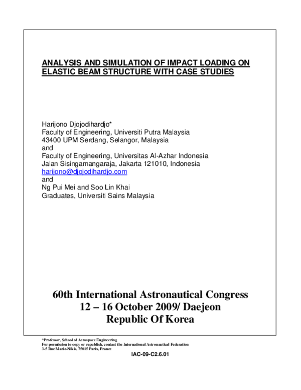 (PDF) Analysis and Simulation of Impact Loading on Elastic Beam ...
