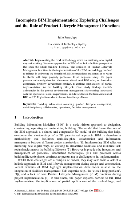 (PDF) Incomplete BIM Implementation: Exploring Challenges and the Role ...