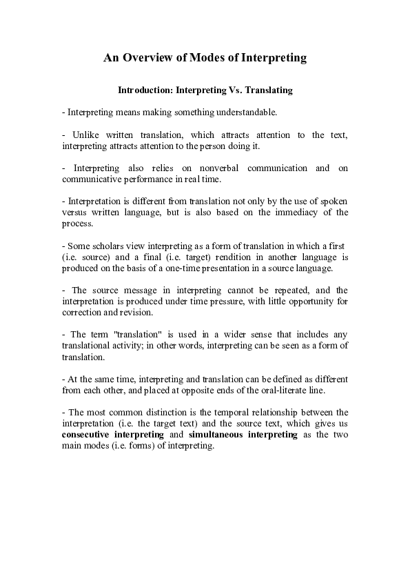 (DOC) An Overview of Modes of Interpreting