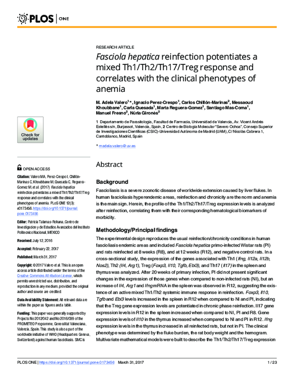 (PDF) Fasciola hepatica reinfection potentiates a mixed Th1/Th2/Th17 ...