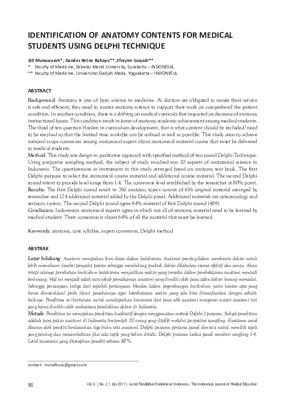 (PDF) Identification of Anatomy Contents for Medical Students Using ...