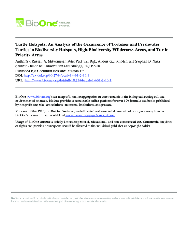 (PDF) Turtle Hotspots: An Analysis of the Occurrence of Tortoises and ...