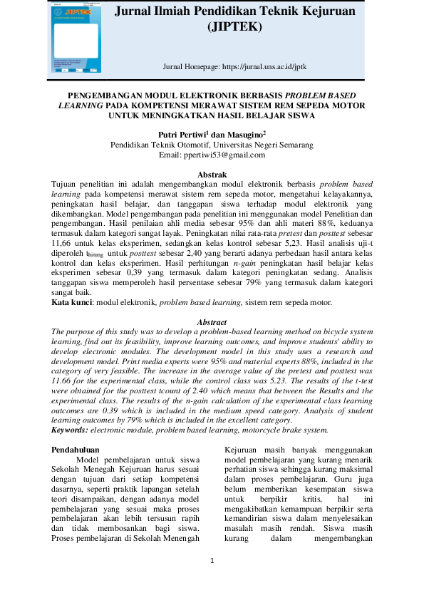 (PDF) Pengembangan Modul Elektronik Berbasis Problem Based Learning Pada Kompetensi Merawat ...