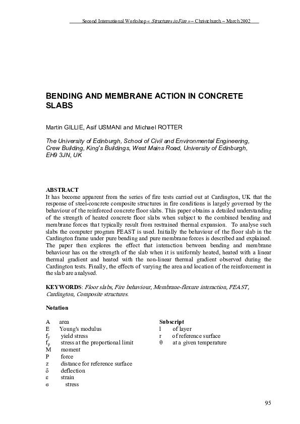 (PDF) Bending and Membrane Action in Concrete Slabs