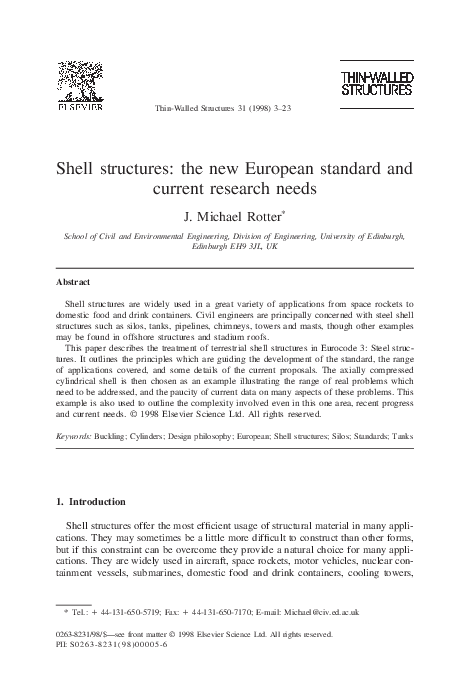 (PDF) Shell structures: the new European standard and current research ...