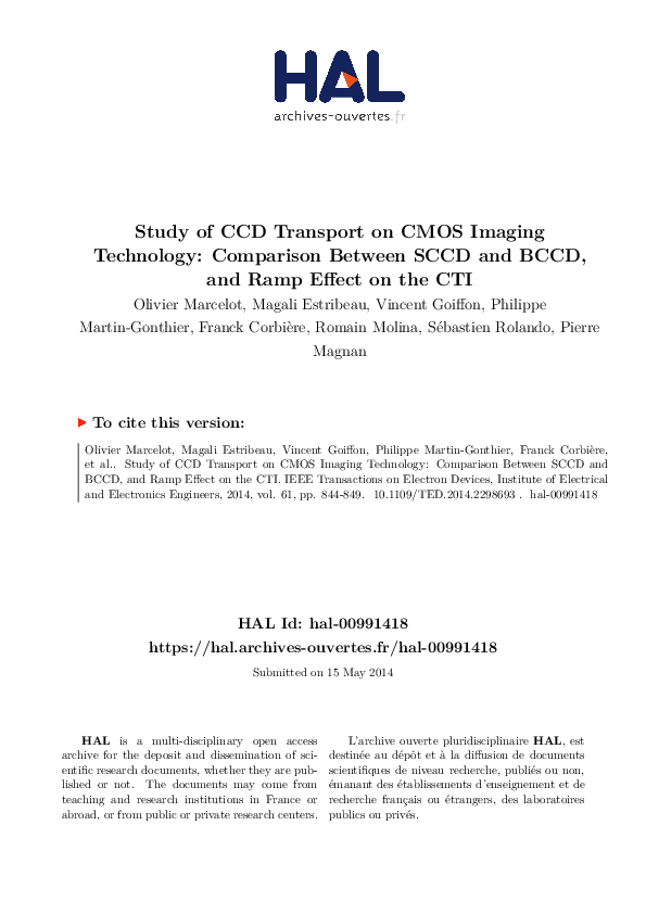 (PDF) Study of CCD Transport on CMOS Imaging Technology: Comparison ...