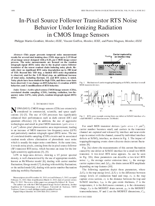 Pdf In Pixel Source Follower Transistor Rts Noise Behavior Under