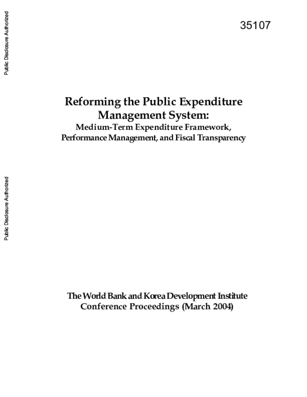 (PDF) Reforming the public expenditure management system : medium-term ...