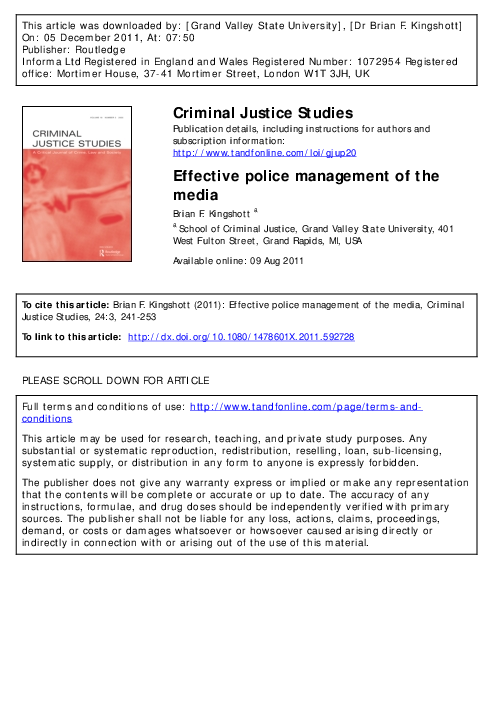 (PDF) Effective police management of the media