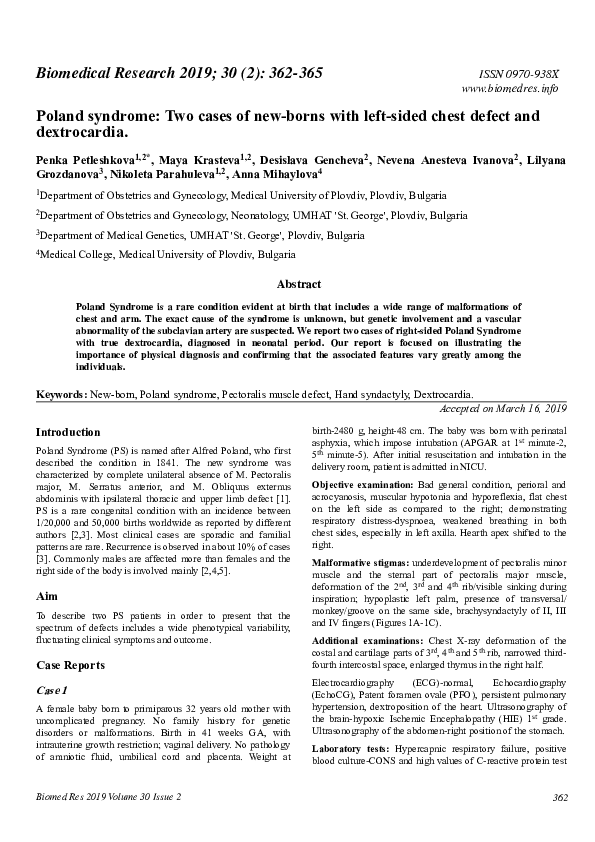 (PDF) Poland syndrome: Two cases of new-borns with left-sided chest ...
