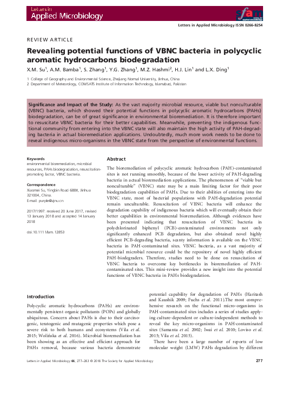 (PDF) Revealing potential functions of VBNC bacteria in polycyclic aromatic hydrocarbons ...