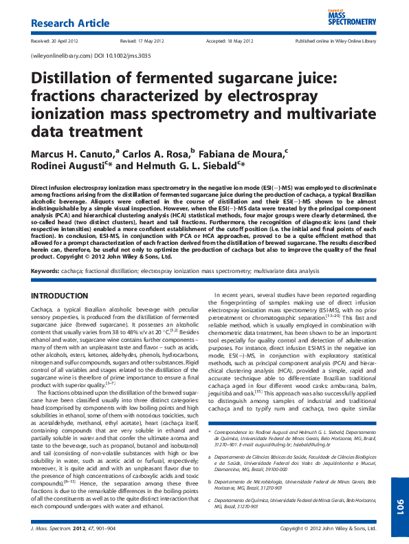 (PDF) Distillation of fermented sugarcane juice: fractions ...