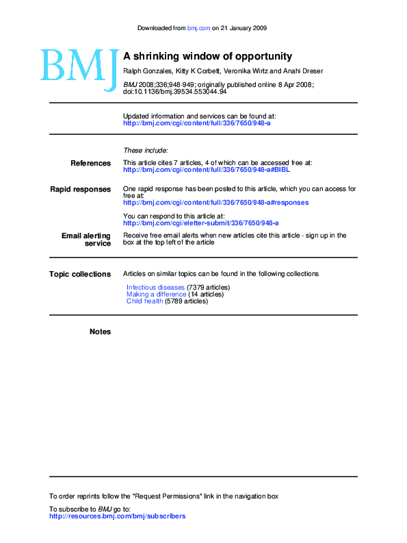 (PDF) A shrinking window of opportunity