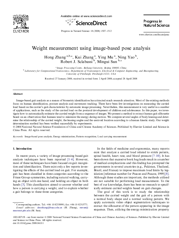 (PDF) Weight measurement using image-based pose analysis