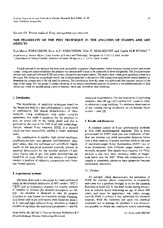 (PDF) The feasibility of the pixe technique in the analysis of stamps ...