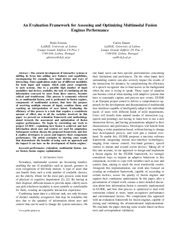 (PDF) An Evaluation Framework for Assessing and Optimizing Multimodal Fusion Engines Performance