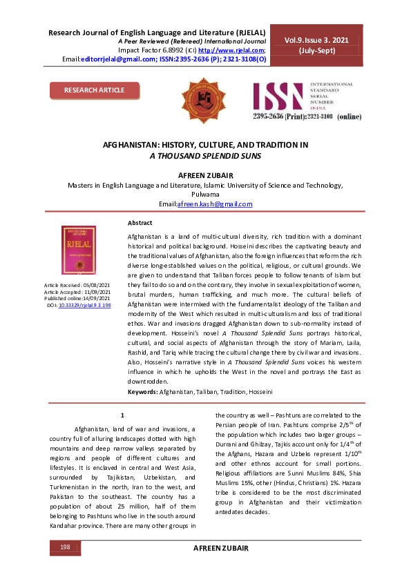 (PDF) AFGHANISTAN: HISTORY, CULTURE, AND TRADITION IN A THOUSAND ...