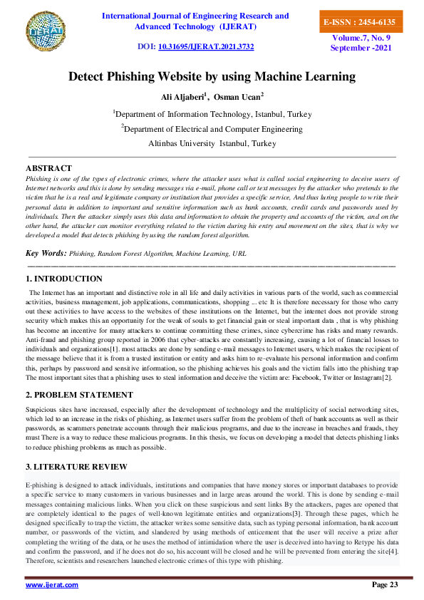 (PDF) Detect Phishing Website by using Machine Learning