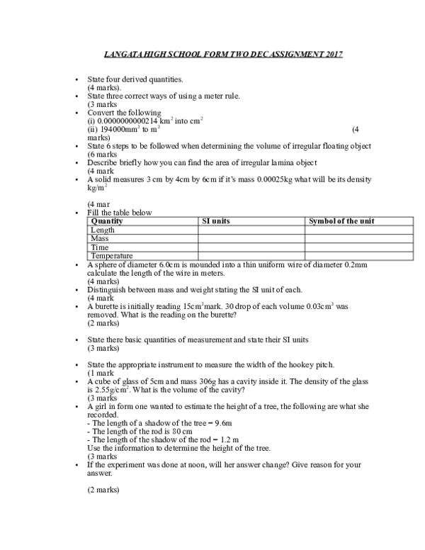 (DOC) PHYSICS FORM 2 HOLIDAY ASSIGNMENT