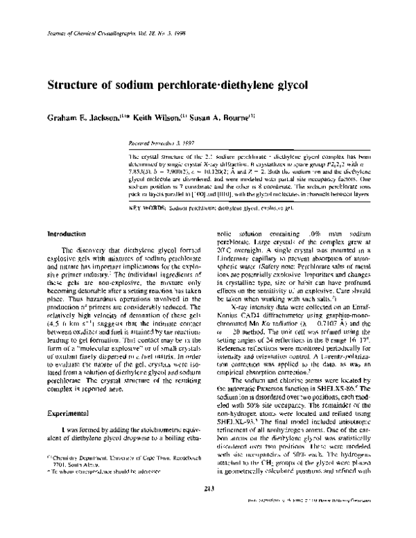 (PDF) Structure of sodium perchlorate·diethylene glycol