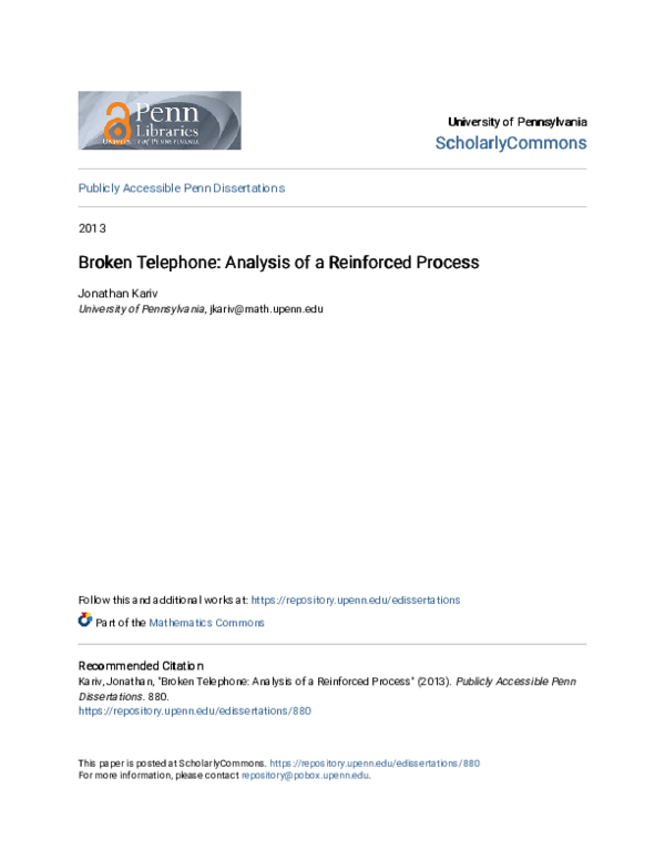(PDF) Broken telephone, an analysis of a reinforced process
