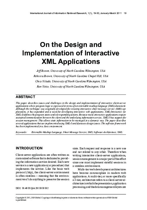 (PDF) On the Design and Implementation of Interactive XML Applications