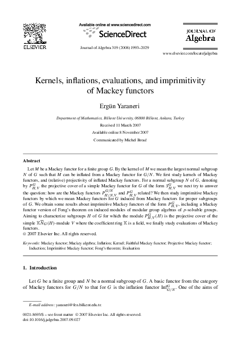 (PDF) Kernels, inflations, evaluations, and imprimitivity of Mackey functors