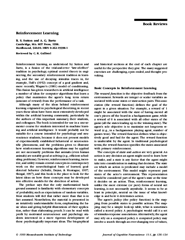 (PDF) Reinforcement learning