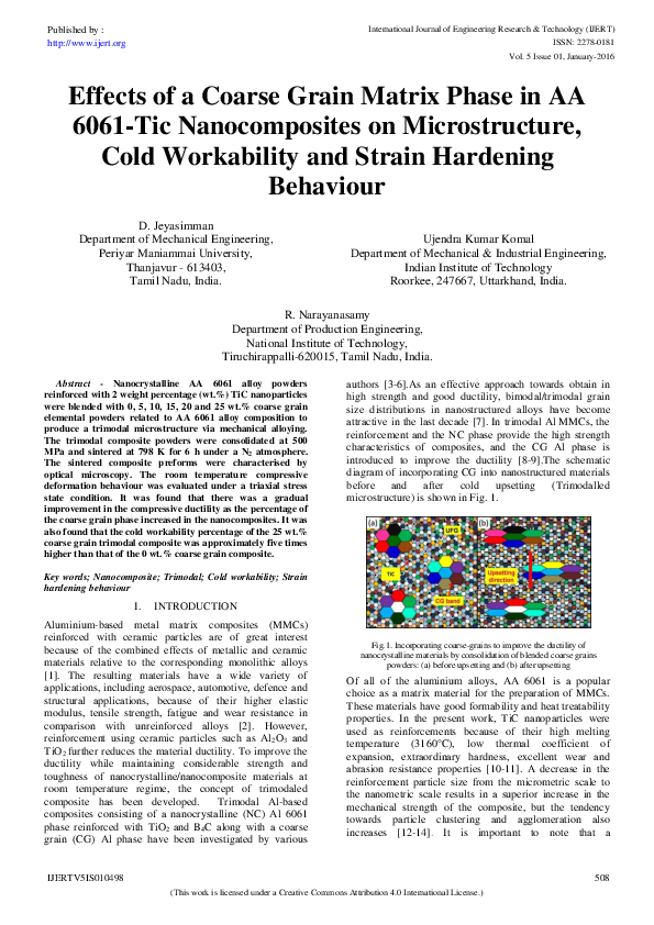 (PDF) Impact of Coarse Grain Matrix in AA 6061-TiC