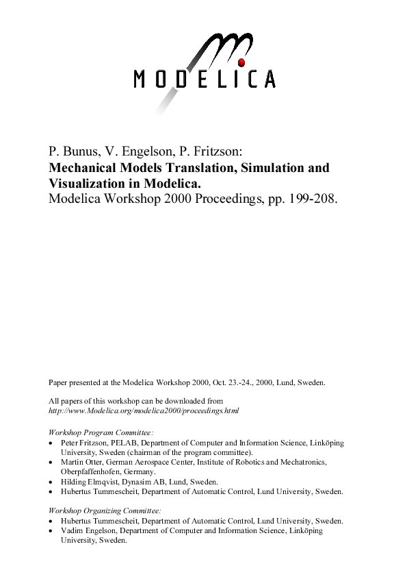 (PDF) Mechanical models translation, simulation and visualization in ...