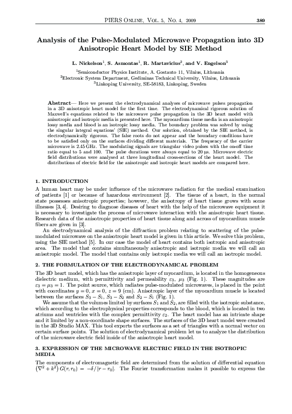 Pdf Analysis Of The Pulse Modulated Microwave Propagation Into 3d