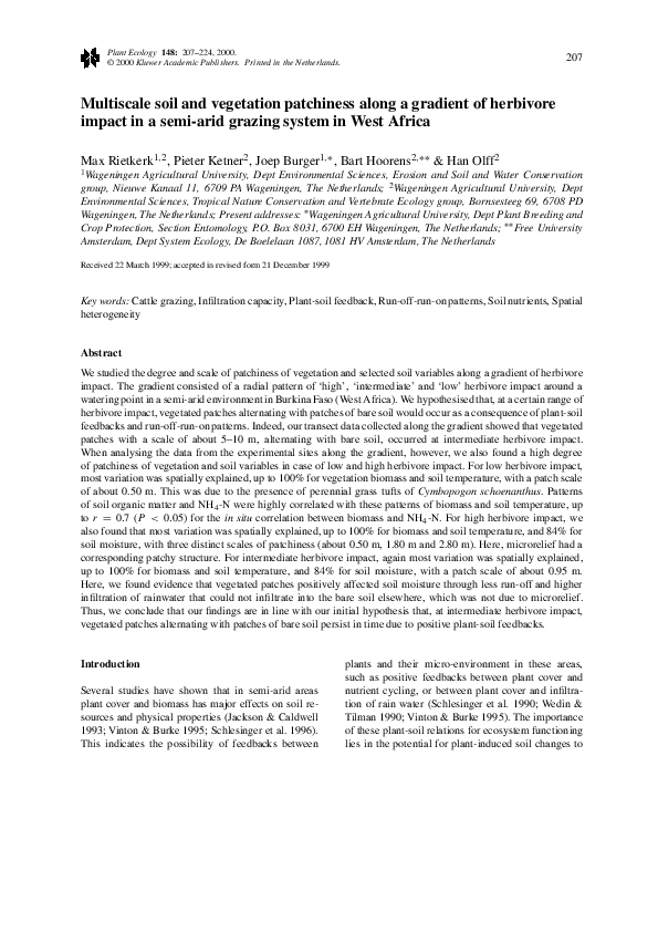 (PDF) Multiscale soil and vegetation patchiness along a gradient of ...