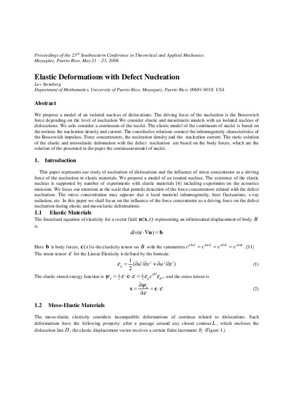 (PDF) Elastic Deformations with Defect Nucleation