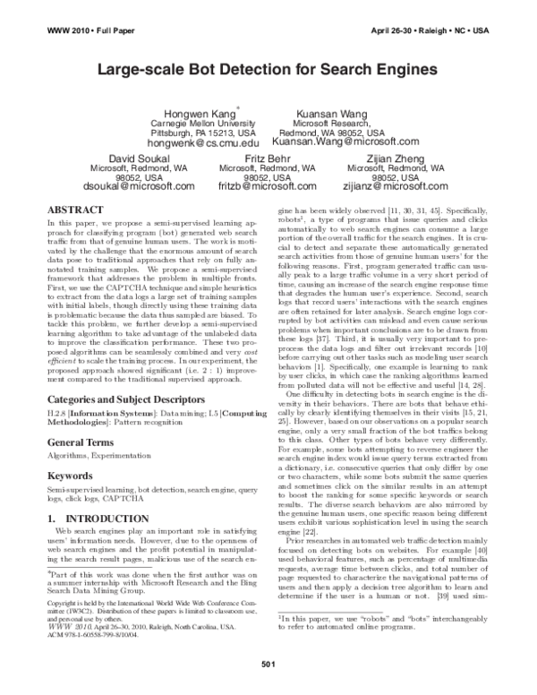 (PDF) Large-scale bot detection for search engines