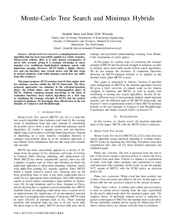 (PDF) Monte-Carlo Tree Search and minimax hybrids