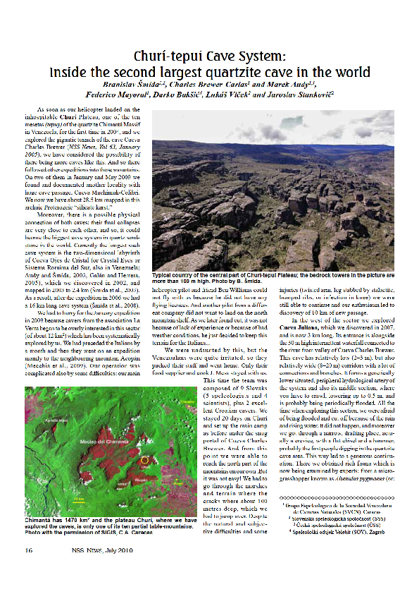 (PDF) Churí-tepui Cave System: Inside the second largest quartzite cave ...
