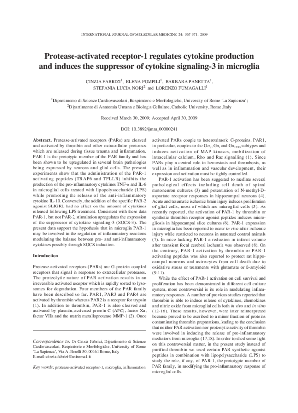 (PDF) Protease-activated receptor-1 regulates cytokine production and ...