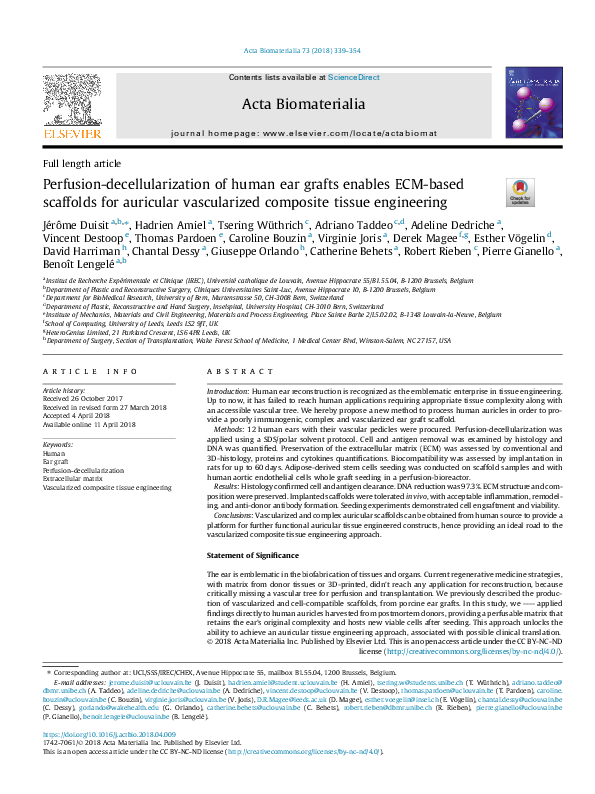 (PDF) Perfusion-decellularization of human ear grafts enables ECM-based ...