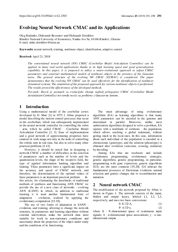 (PDF) Evolving Neural Network CMAC for Nonlinear System Identification