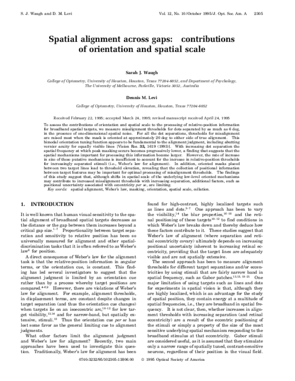 Spatial Alignment Across Gaps Contributions Of Orientation And Spatial